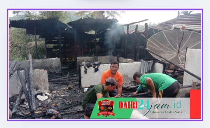 Di Duga Arus Pendek,Satu Unit Rumah Semi Permanen Di Desa Jumantuang Hangus Terbakar - Dairi24jam.id